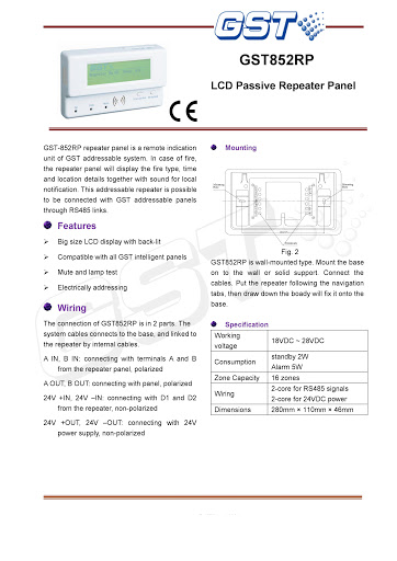 GST LCD Repeater Panel Model. GST852RP