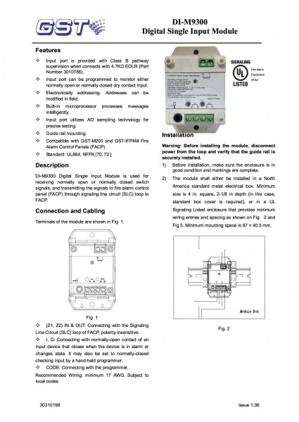 GST Digital Input Module, GST order code 1215374 MOdel. DI-M9300
