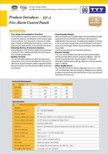 Fire Alarm Control Panel 30-Zone ,Steel Enclosure รุ่น YF1-0030L ยี่ห้อ ...
