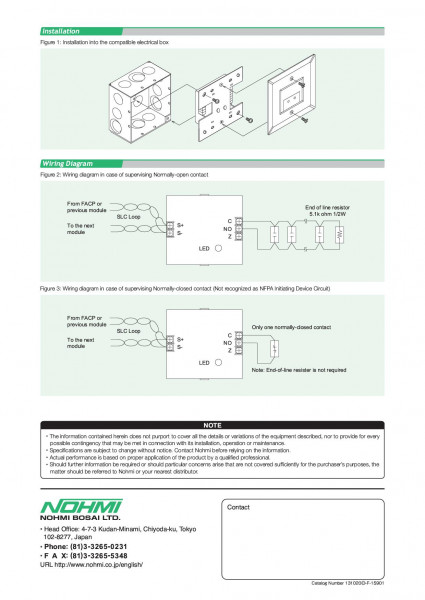 อุปกรณ์ตรวจสอบภายนอกอื่นๆ Single Contact (Input Type) I/P Module รุ่น FRRU004-SCM4 ยี่ห้อ NOHMI
