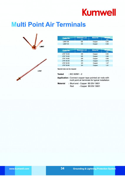 KUMWELL Multi Point Air Terminal Model. LMAT