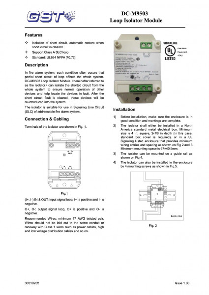 GST Loop Isolator Module Model. DC-M9503
