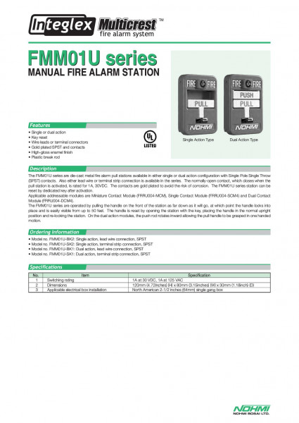 Addressable Manual Pull Station Dual Action Lead Wire Connection รุ่น ...