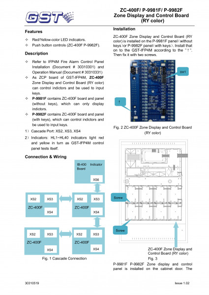 GST Zone Display Panel with 40 fixed color Model. P9981F