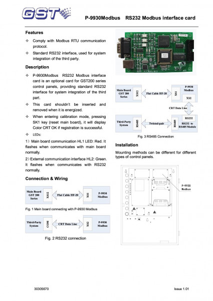 GST ModBus Communication Card Model. P-9930ModBus